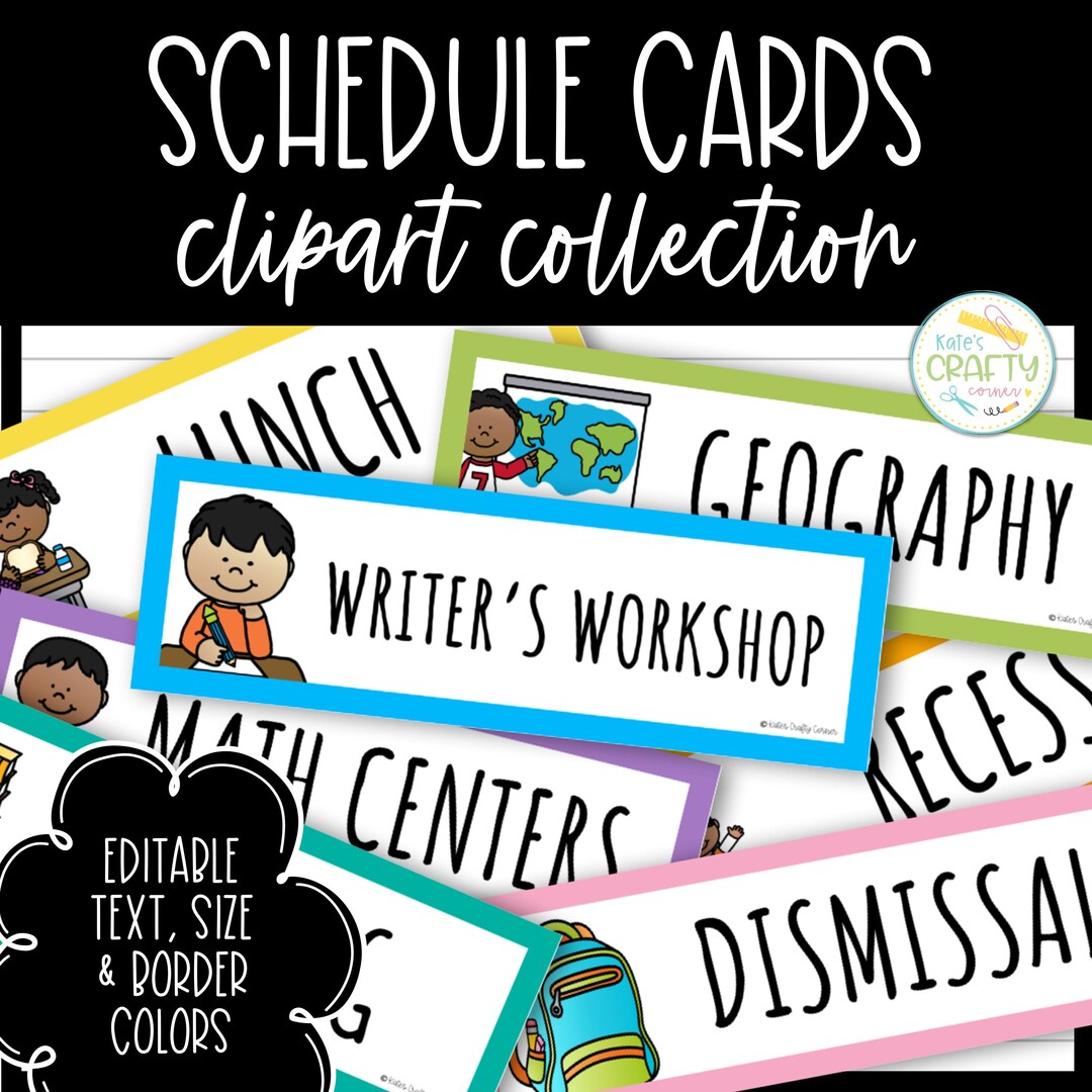 Schedule Cards | Editable | Clipart Collection | Visual Schedule ...