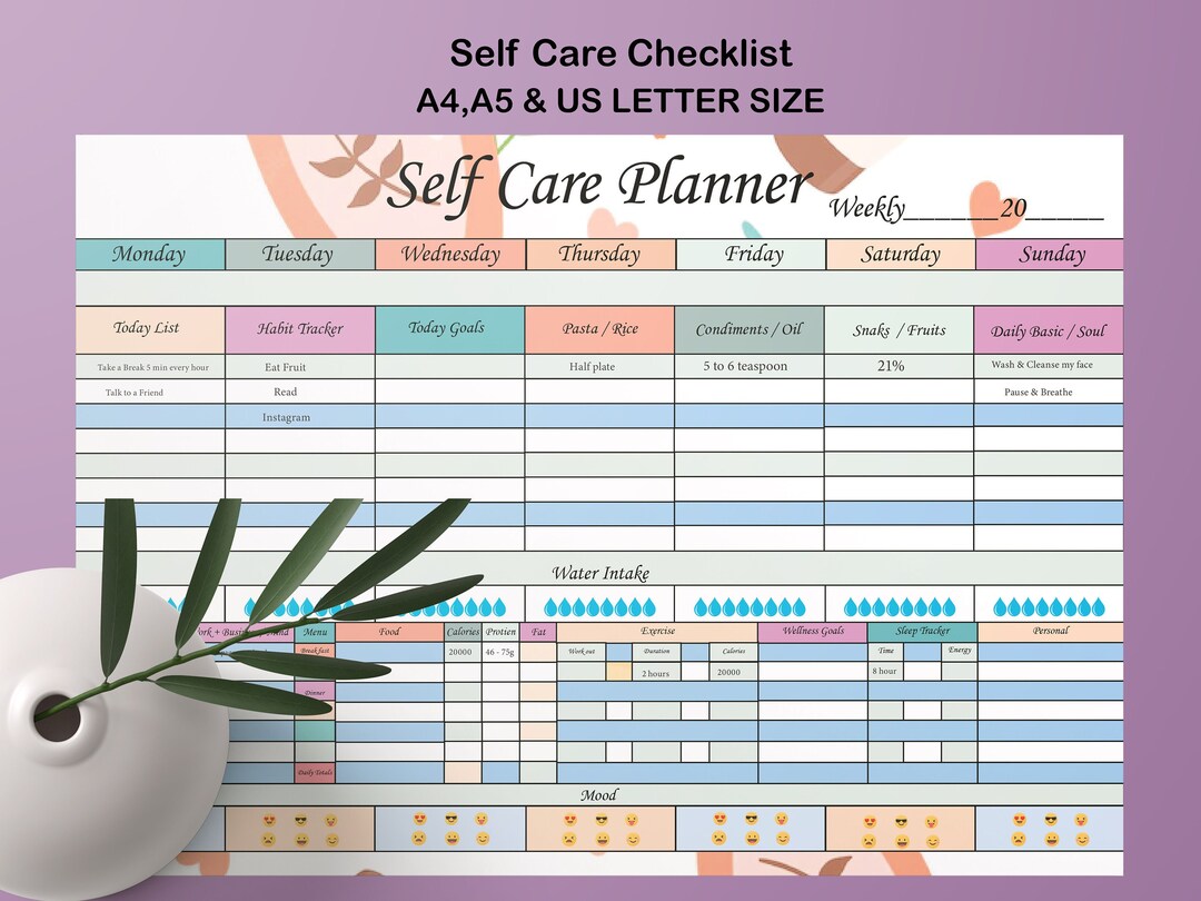 Self Care Planner and Mood Tracker Digital Self Care Journals - Etsy
