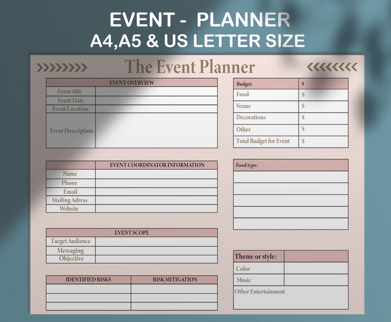 Printable Event Planner Template to Help You Manage Your Event, Event ...