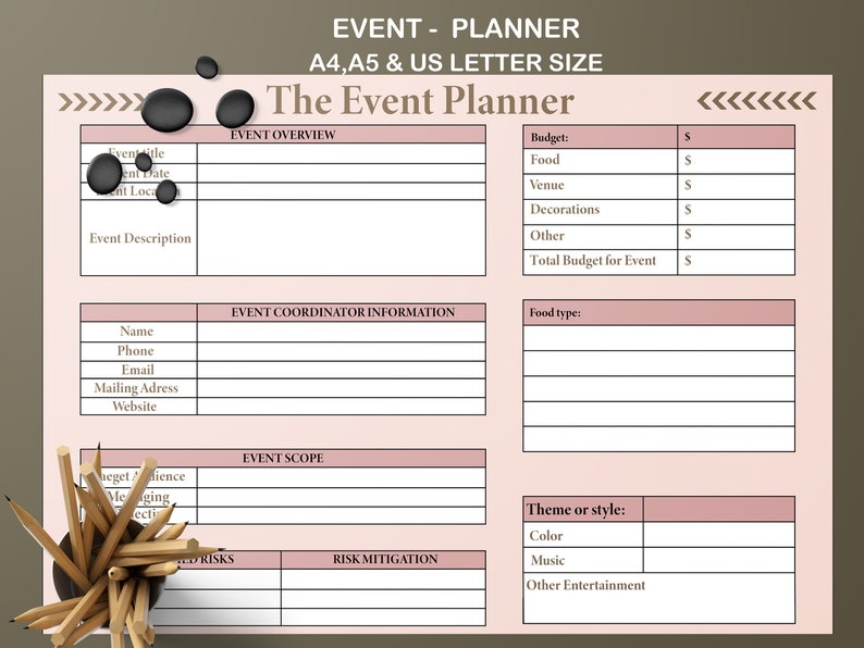 Printable Event Planner Template to Help You Manage Your Event, Event ...