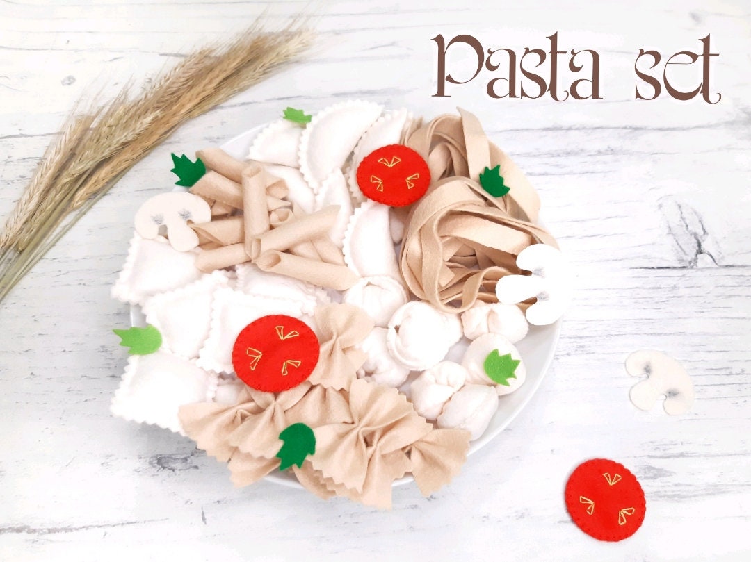 Felt Food Pasta Set, Pretend Play Food, Play Restaurant, Play Kitchen ...