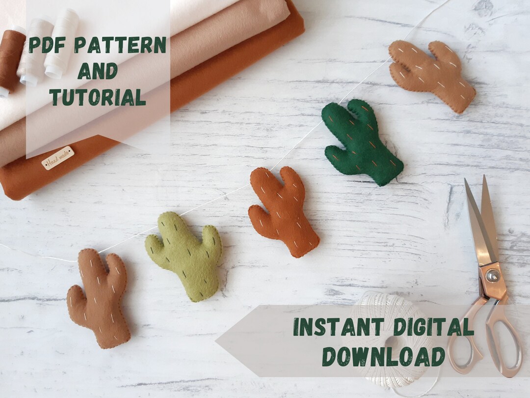 Felt Cactus Garland Tutorial: DIY Desert Nursery Decor (PDF Pattern) - Etsy