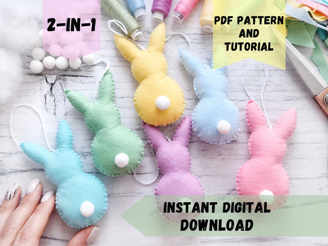 Easter Bunny Ornament Patterns, DIY Felt Patterns, Easter Bunny Felt ...