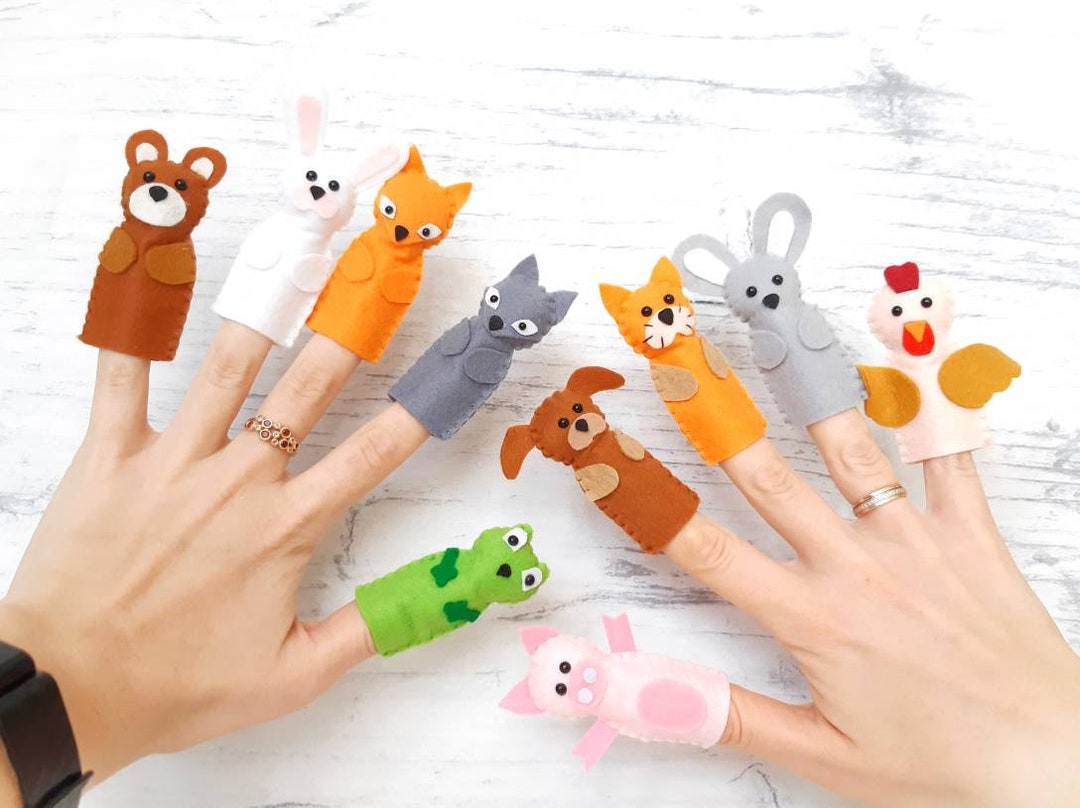 Felt FINGER PUPPETS, Set of 10 Pc, Finger Puppets Set, Finger Animals ...