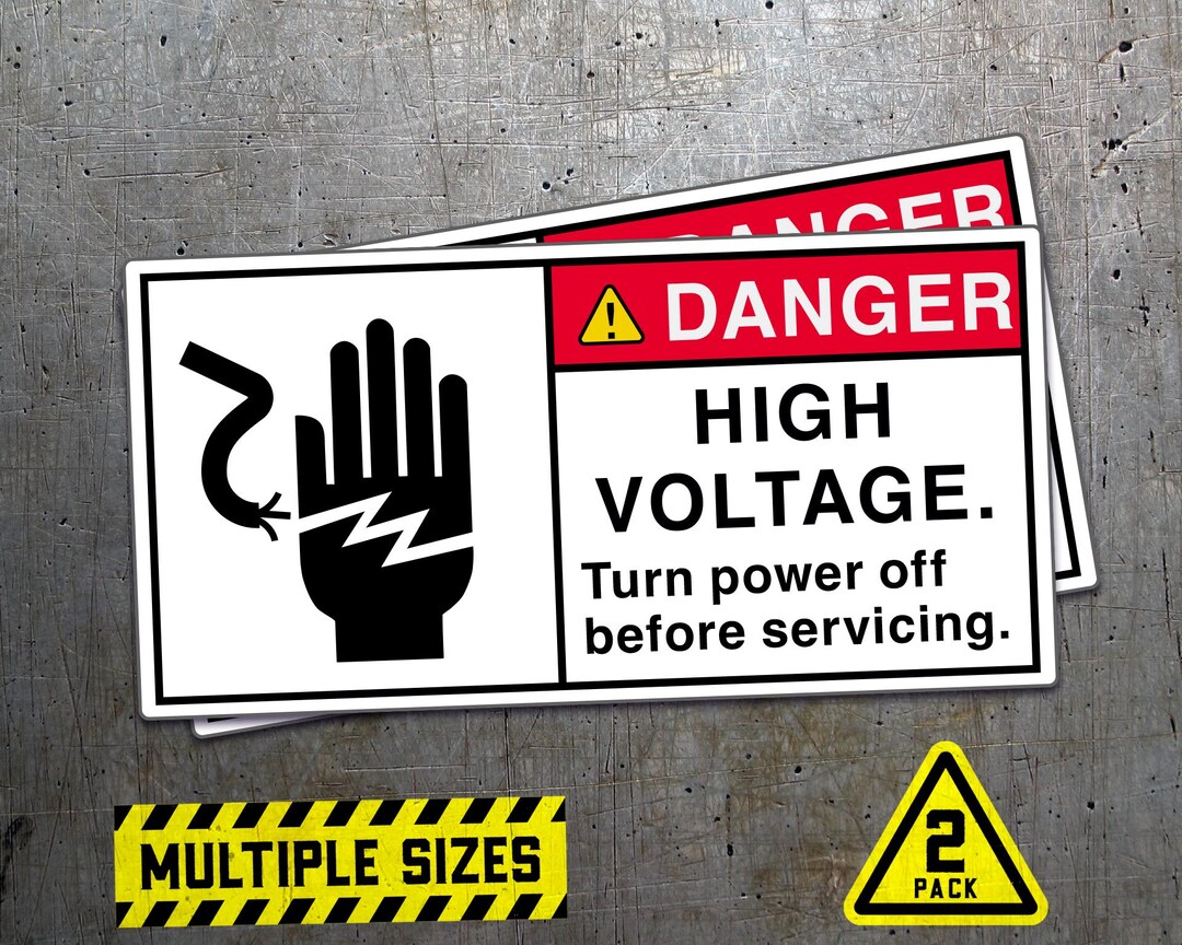 High Voltage Warning Sticker 2 Pack, Electrical Safety Decal, Caution ...