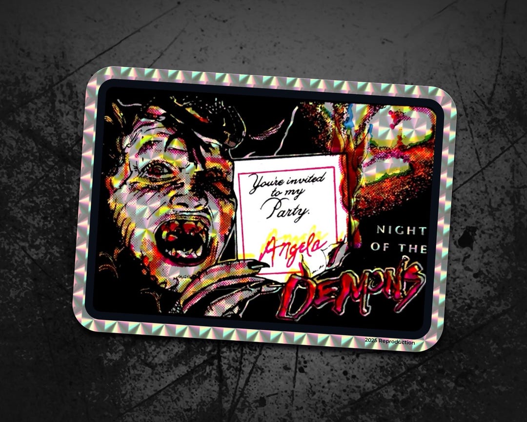Night of the Demon 80s Horror Holo Prism Sticker, Retro Cult Classic ...