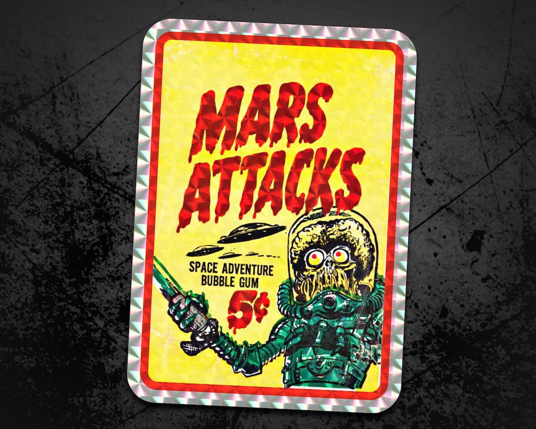 Mars Attacks Holographic Prism Sticker, Retro Sci-fi Decal, New Old Stock Vintage Movie ...