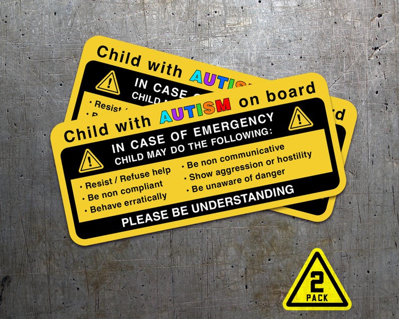 Autism Awareness Emergency Sticker, Special Needs Safety Decal, Vehicle ...
