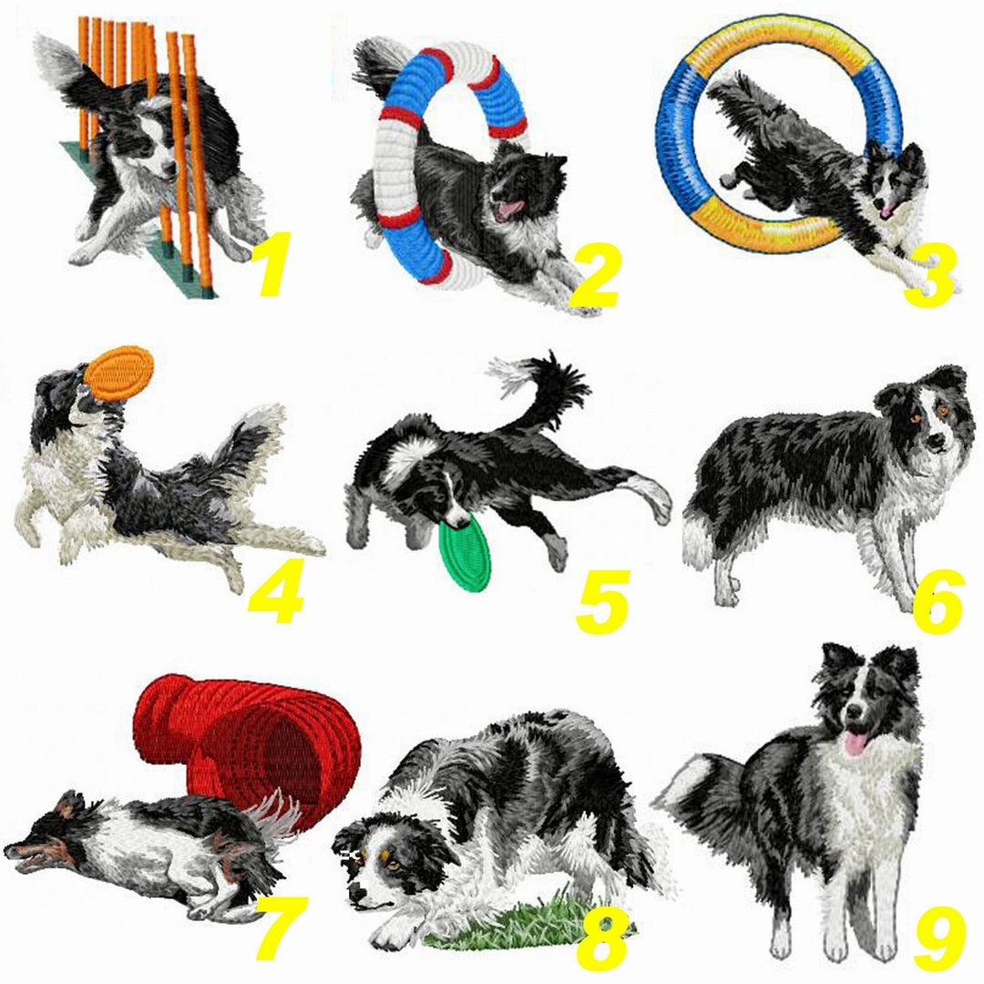 Border Collie, Badge, Embroidered Patch, Machine Embroidery, Agility ...