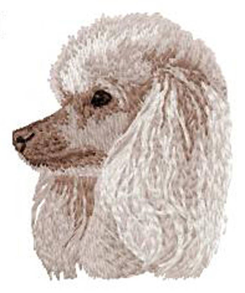 Poodle crest embroidered patch canine embroidery white | Etsy