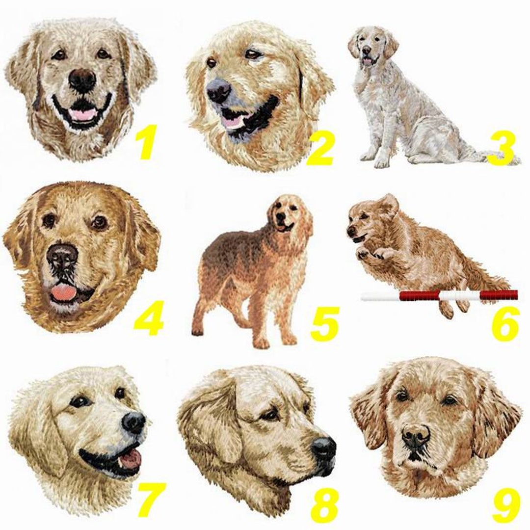 Golden Retriever, Embroidered Badge, Canine Embroidery, Dog Breed ...