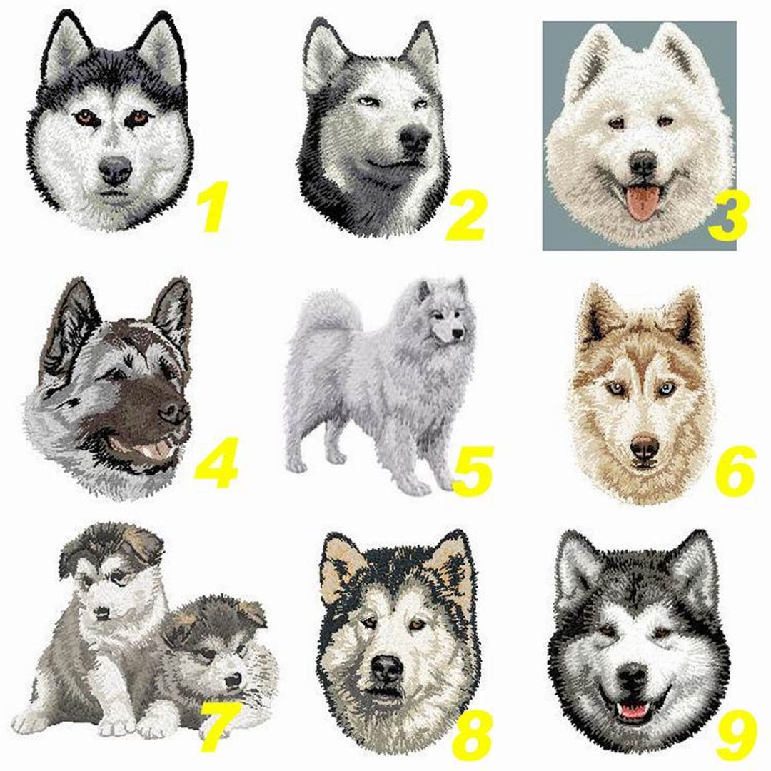 Husky, Nordic Dog, Crest, Embroidered Patch, Dog Breed, Malamute ...