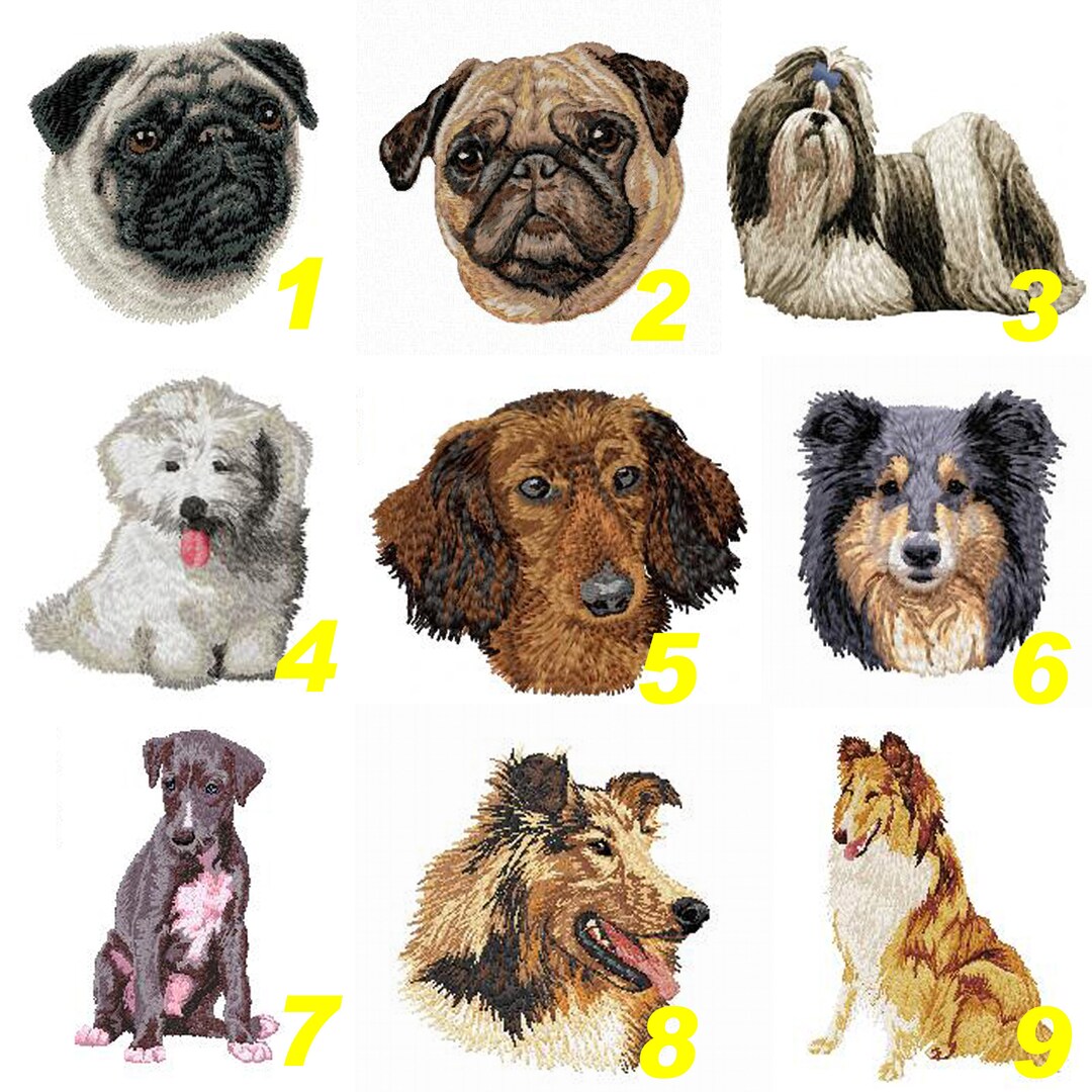 Embroidered Patch Badge, Pug, Pug, Shih Tzu, Coton Tulear, Shetland ...