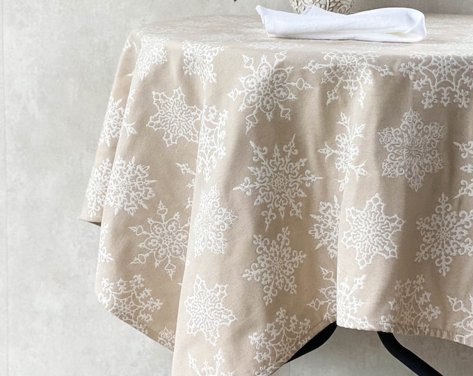 Snowflake Tablecloth Jacquard Tablecloth, Round and Square Tablecloth ...