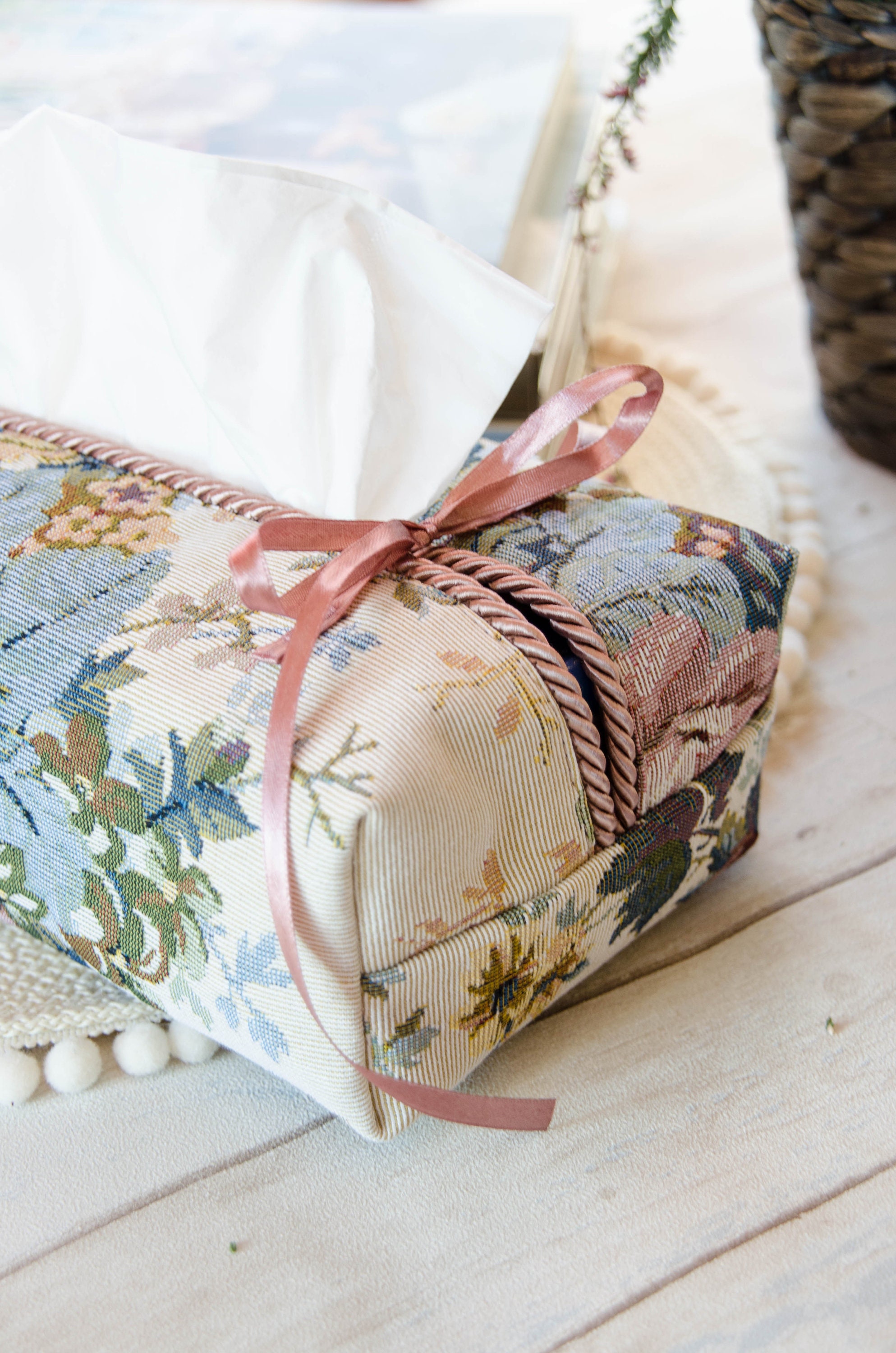 Romantic and Elegant Tissue Box Cover Made of Floral Tapestry | Etsy