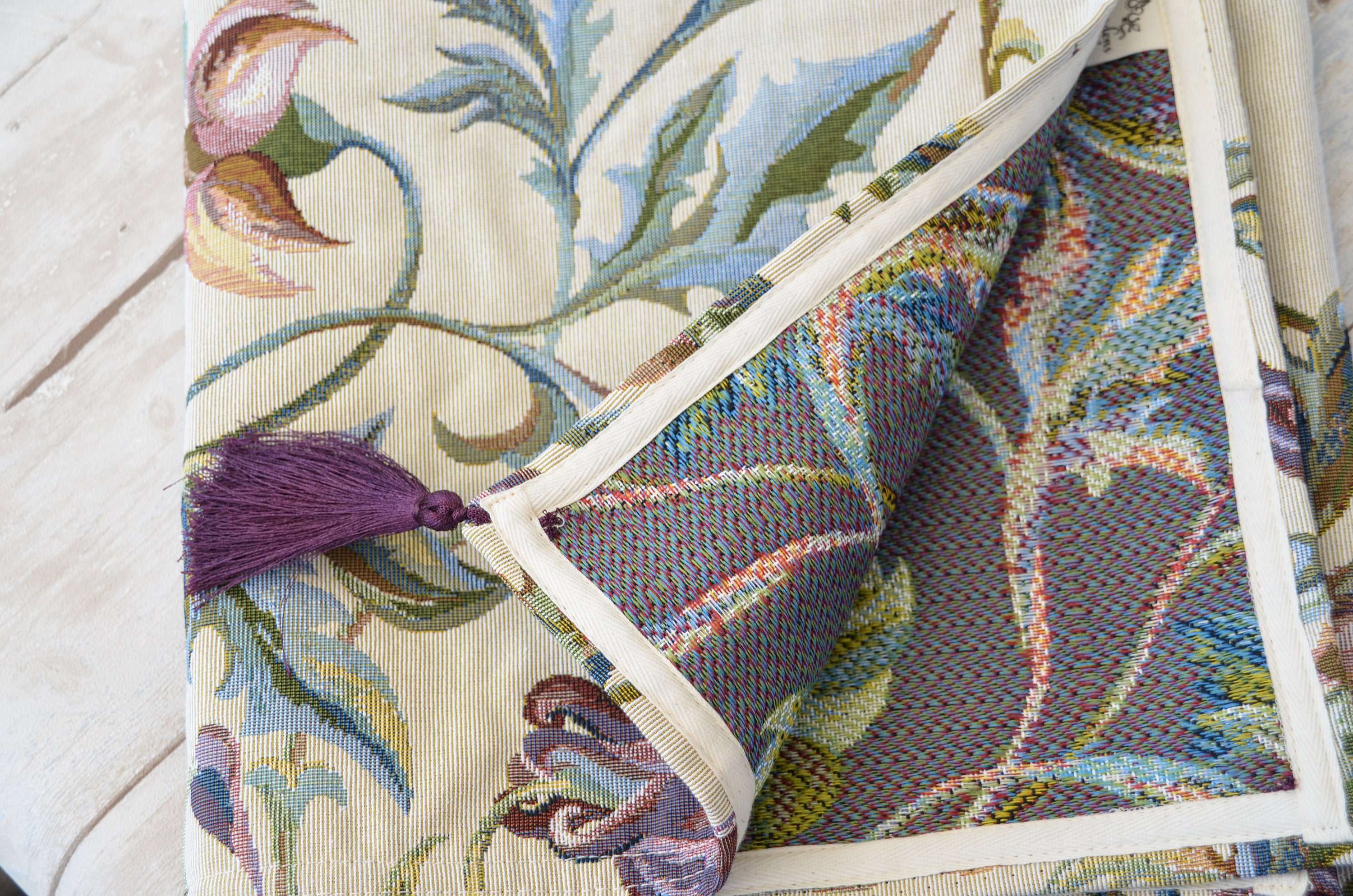 Botanical tapestry Tablecloth washable floral jacquard | Etsy