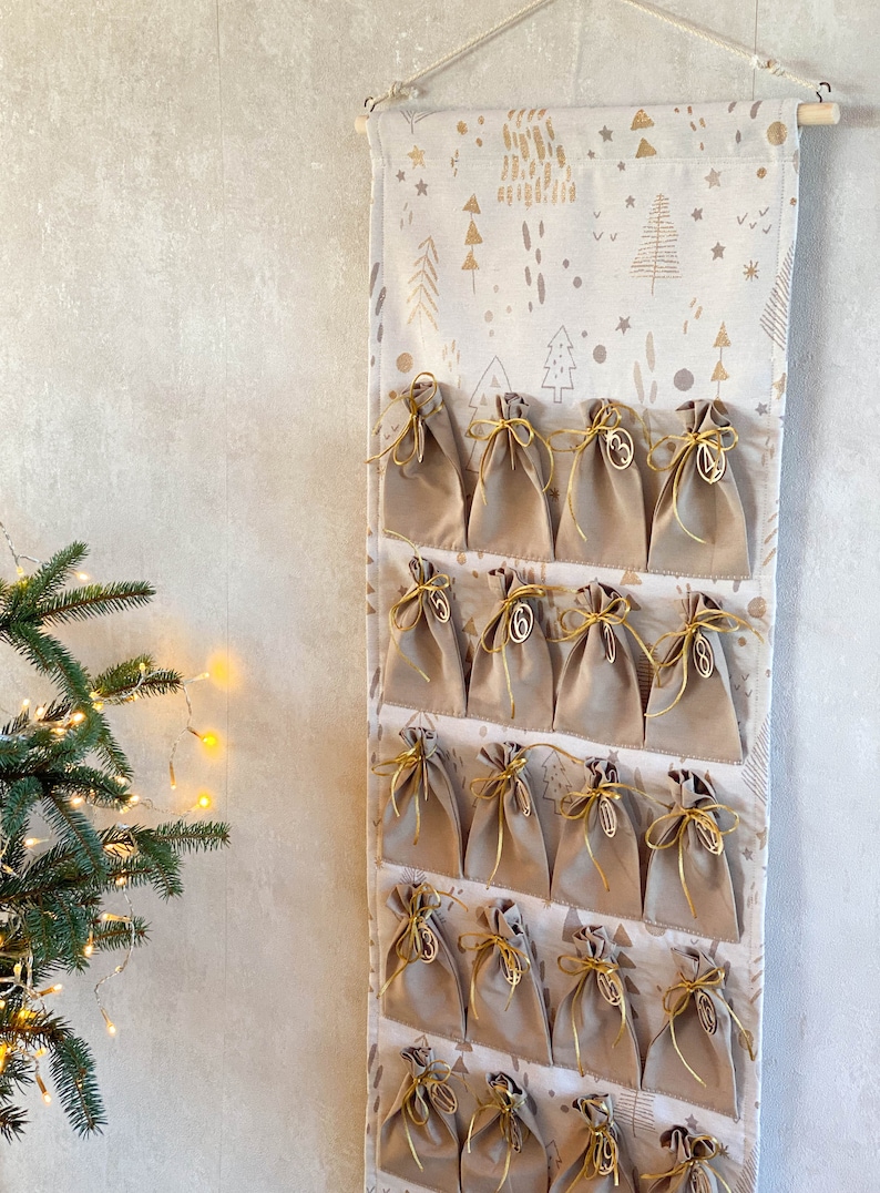 Reusable Advent Calendar Fabric Pocket Advent Calendar Gold - Etsy