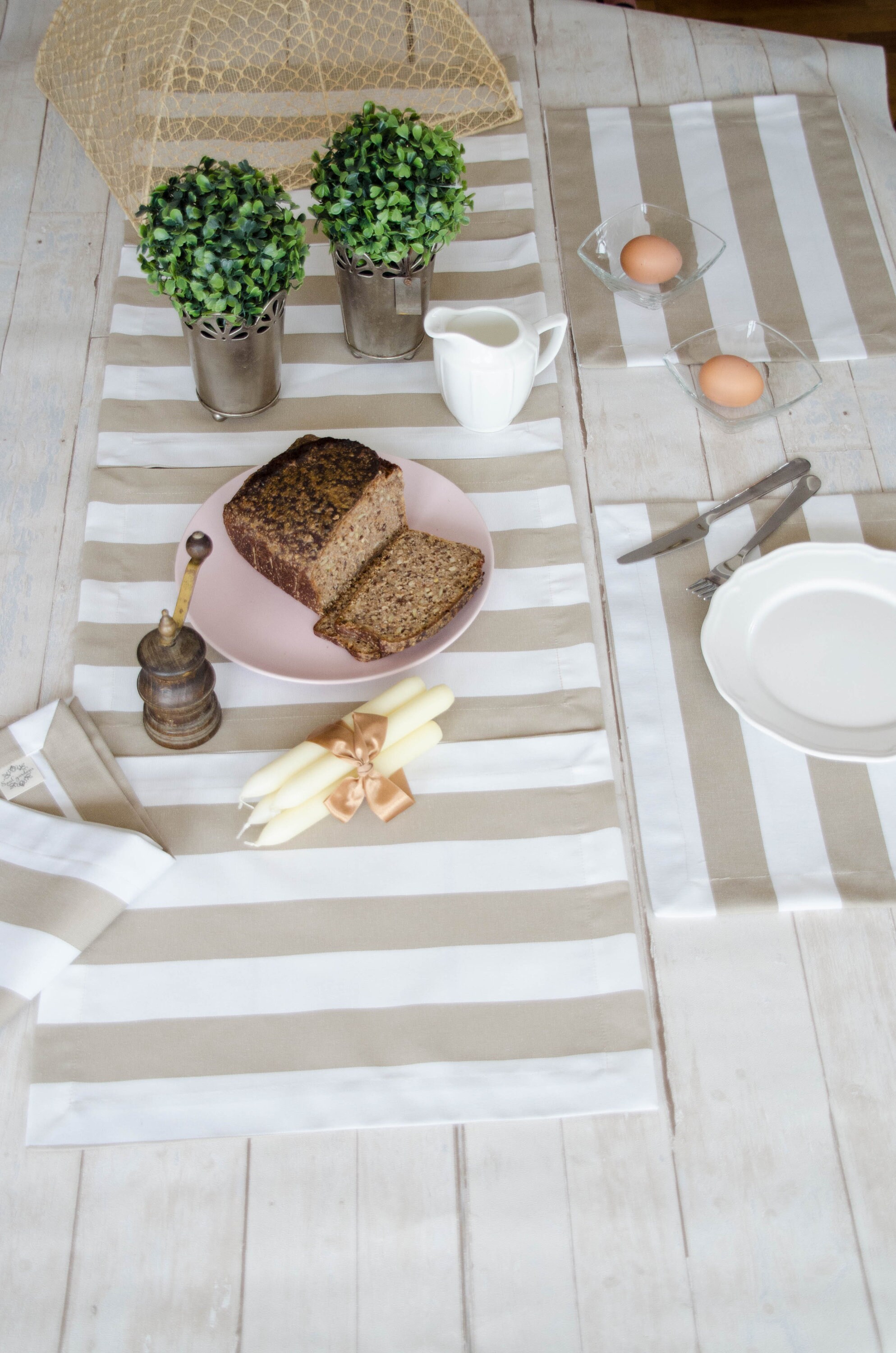 Waterproof Garden Table Runner Outdoor Dining Striped Table | Etsy