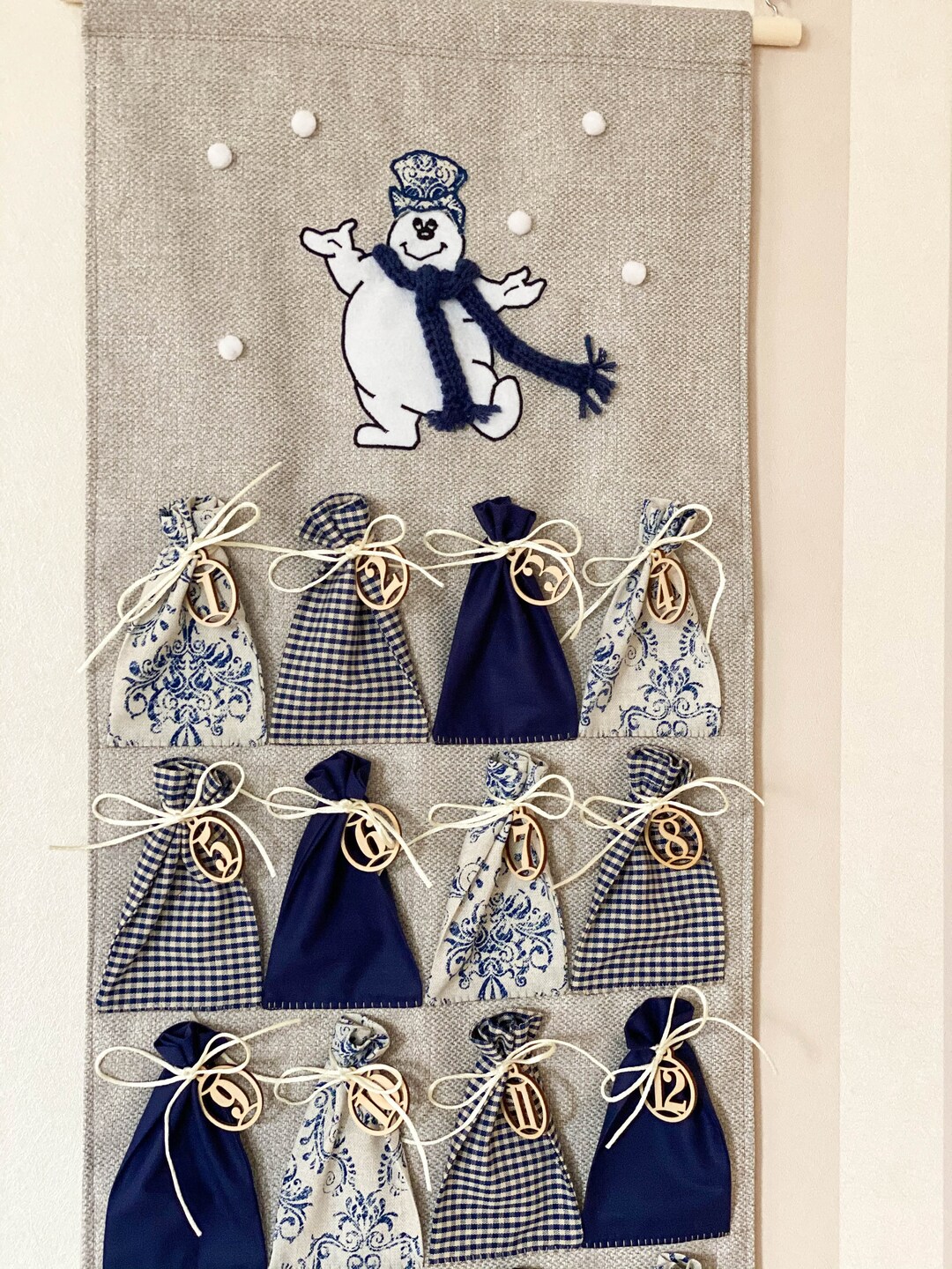 Fabric ADVENT CALENDAR With Dancing Snowman, Countdown to Christmas ...