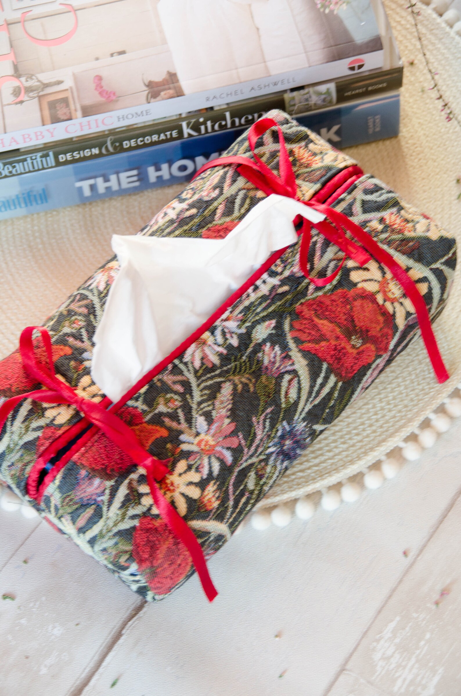 Floral tapestry fabric tissue box cover house and office | Etsy