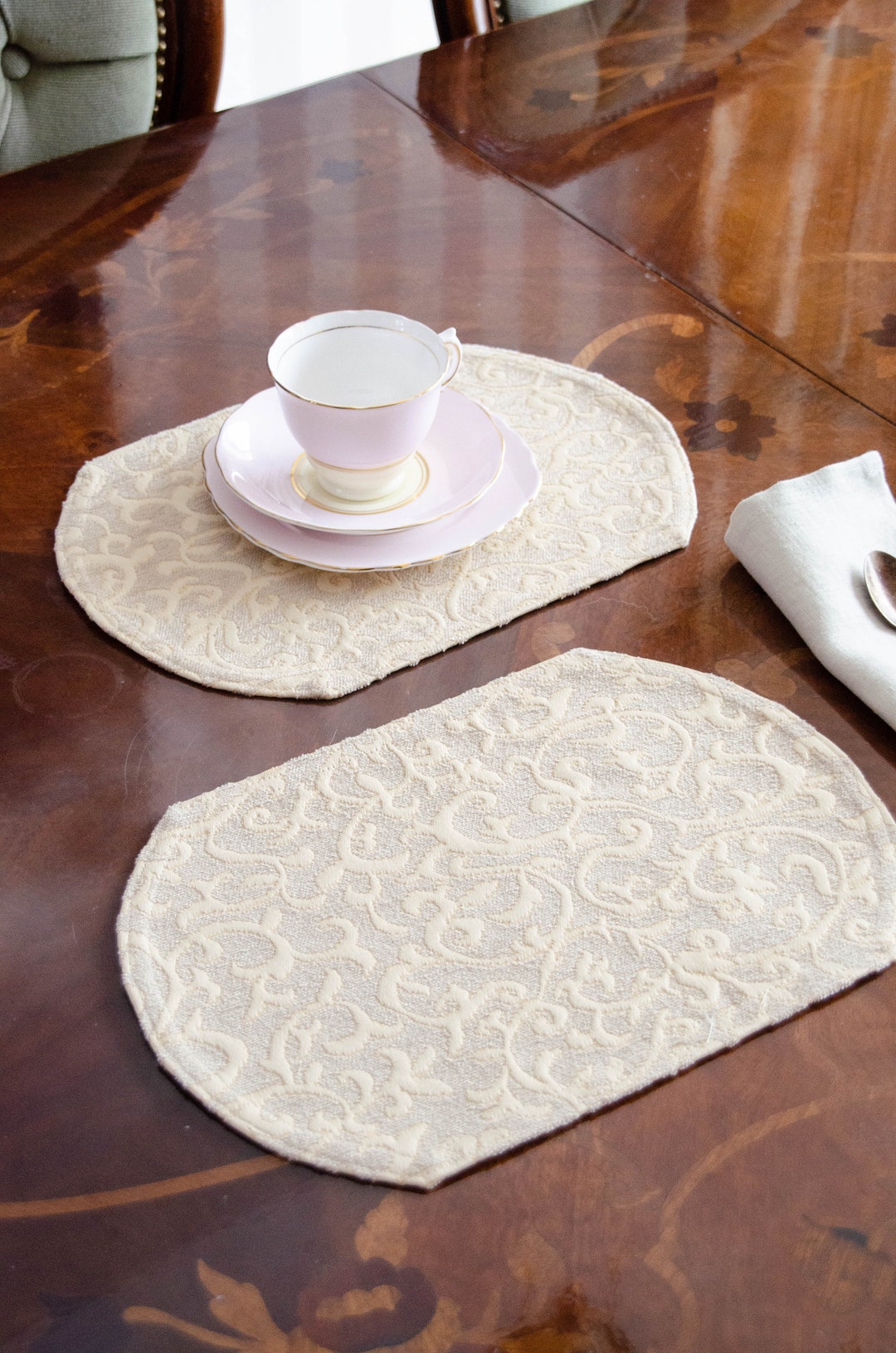 Round Oval Jacquard PLACEMAT Set, Heavy Moroccan Placemats, Premium ...