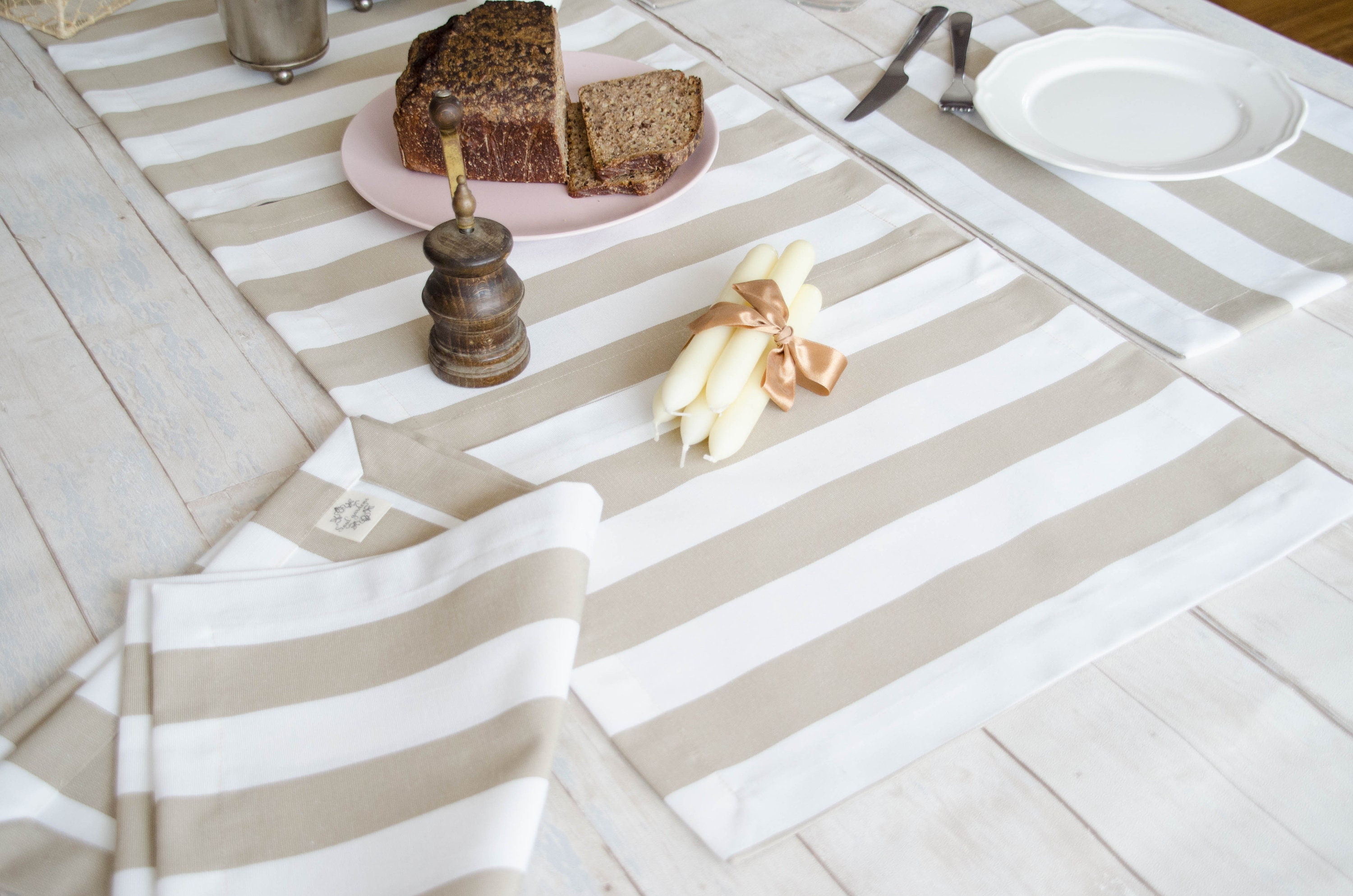 Waterproof Garden Table Runner, Outdoor Dining Striped Table Runner ...