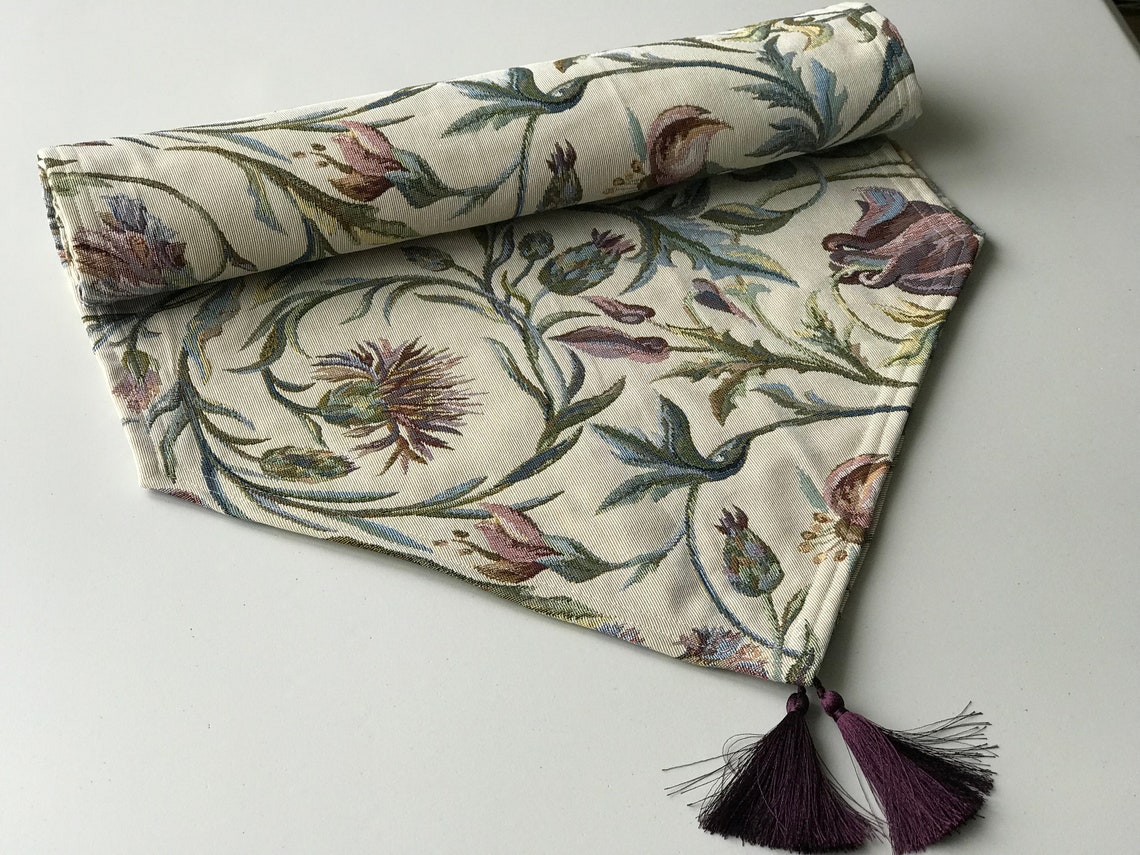 Floral tapestry washable Table runner soft and durable | Etsy