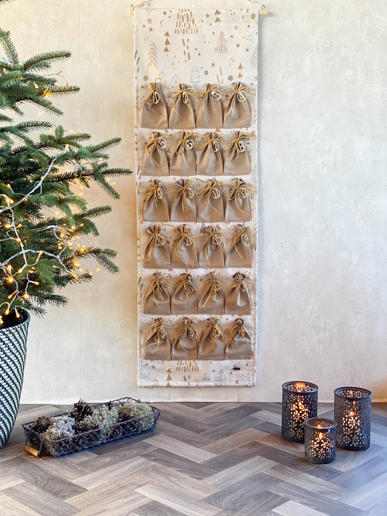 Reusable Advent Calendar Fabric Pocket Advent Calendar Gold - Etsy