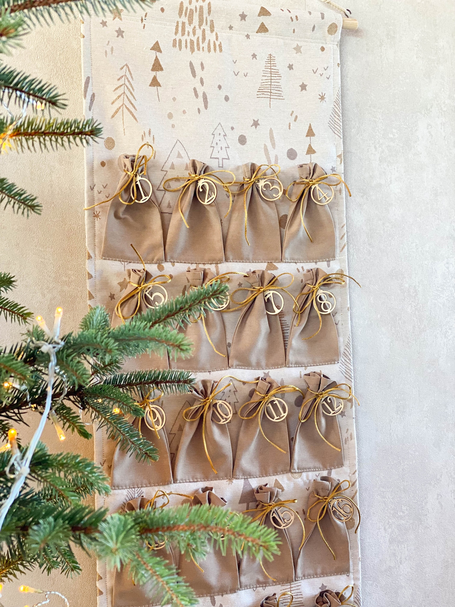 Reusable Advent Calendar Fabric Pocket Advent Calendar Gold - Etsy