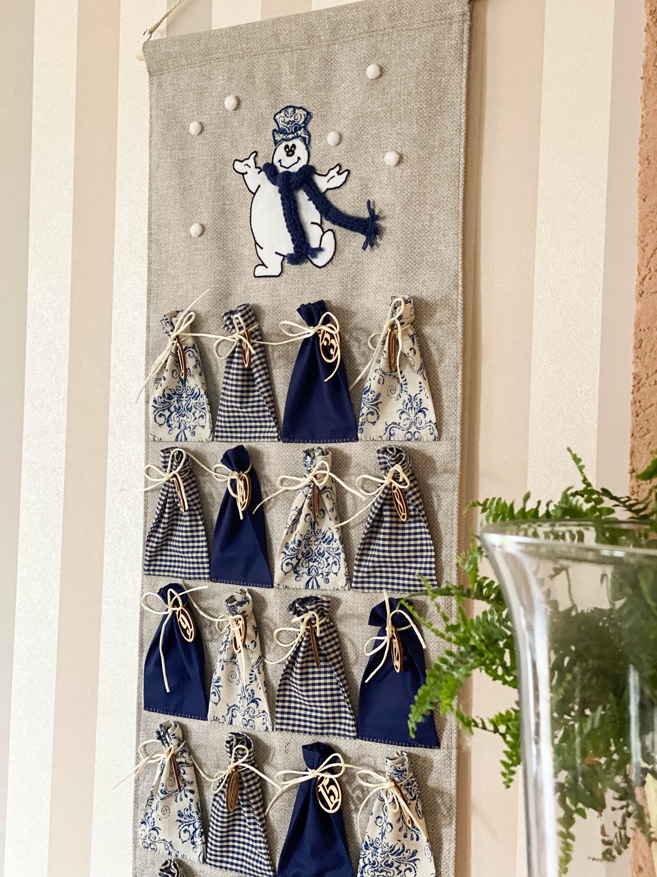 Fabric ADVENT CALENDAR with dancing snowman countdown to | Etsy