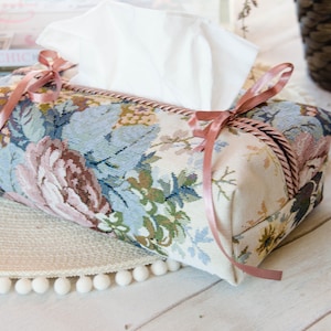 Romantic and Elegant Tissue Box Cover Made of Floral Tapestry Fabric ...