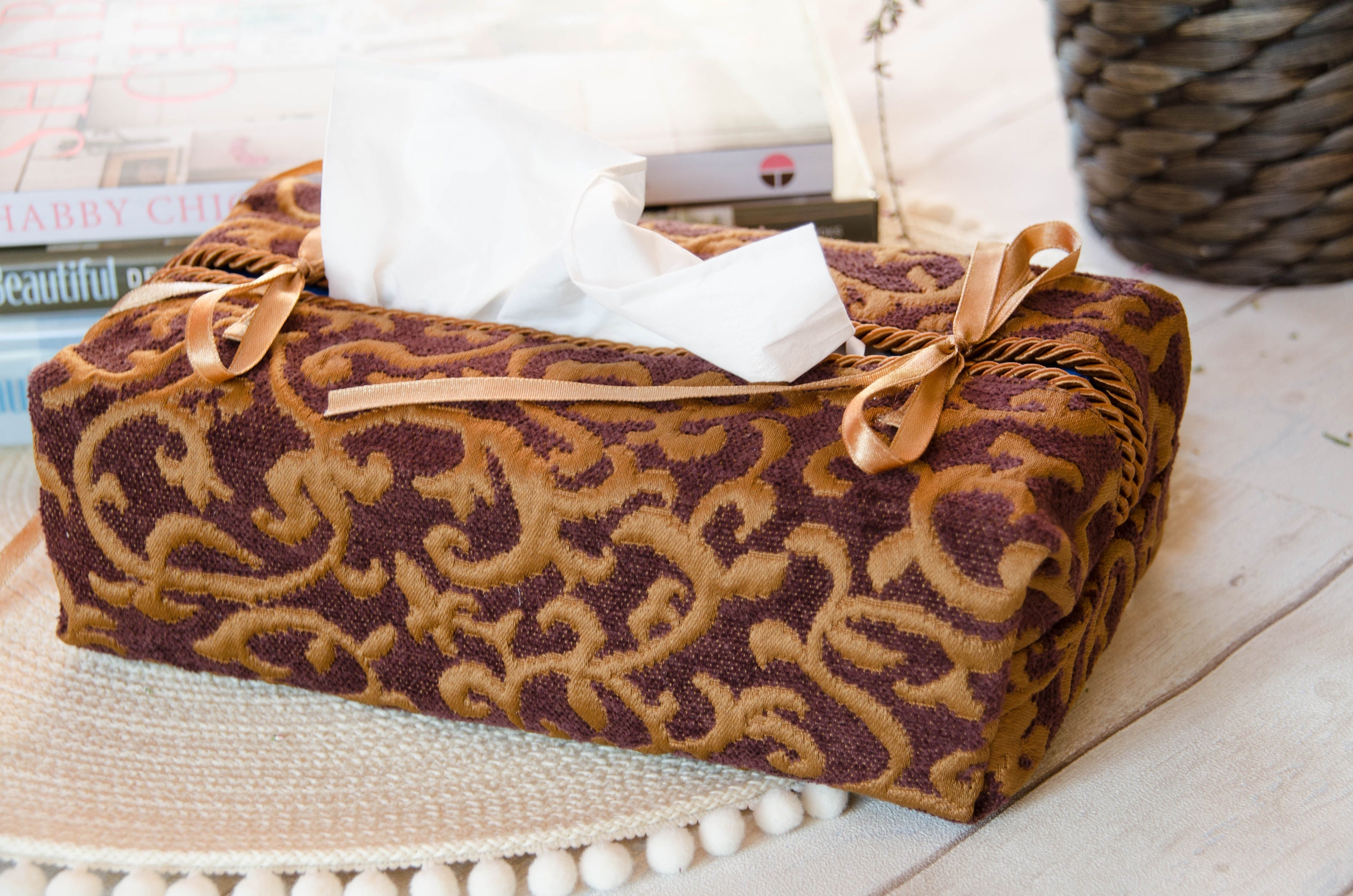 Tapestry Fabric Tissue Box Cover Very Elegant House and | Etsy