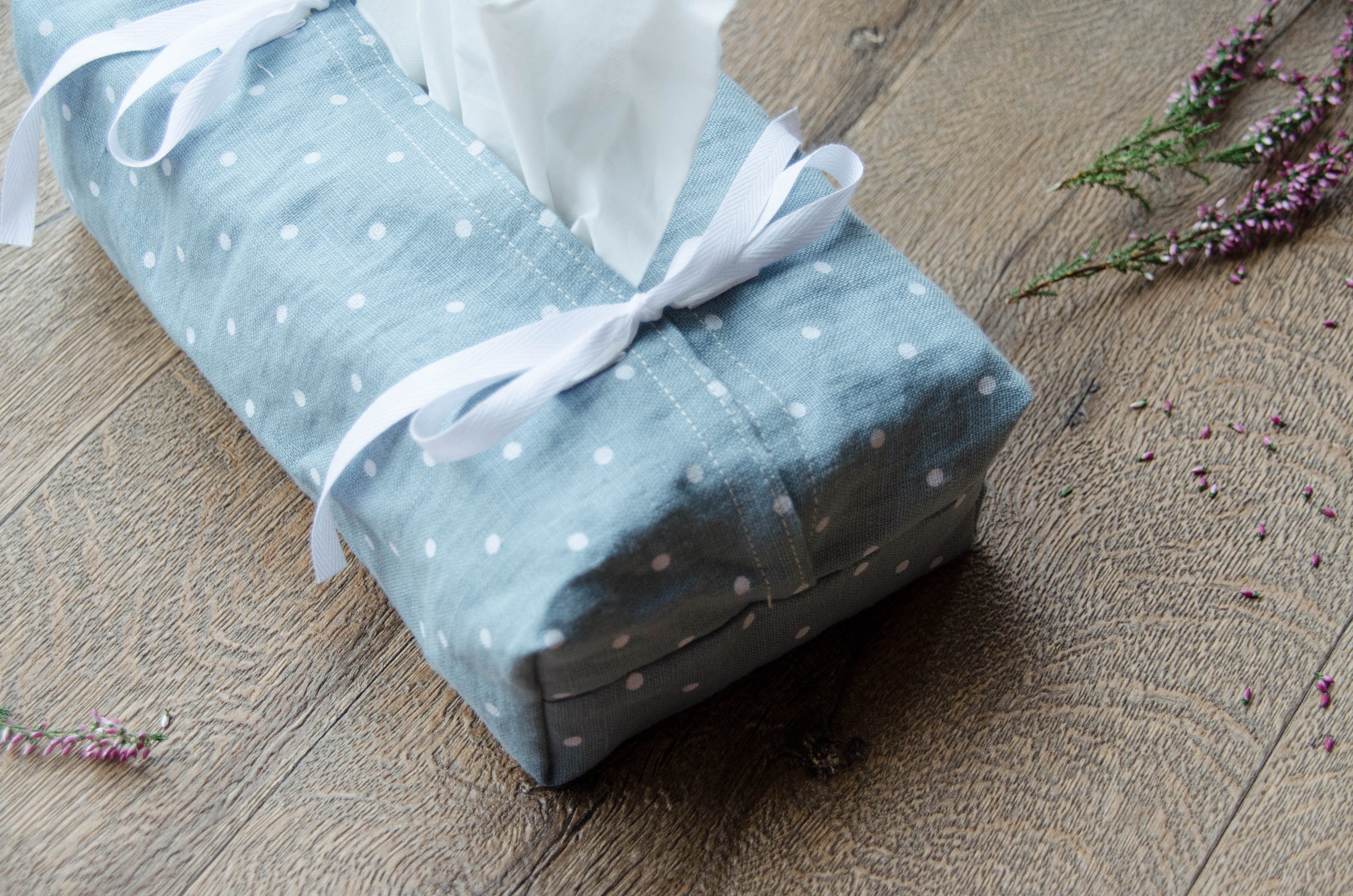 Natural Linen Tissue Box Cover Made of Washed Linen Water Green Fabric ...