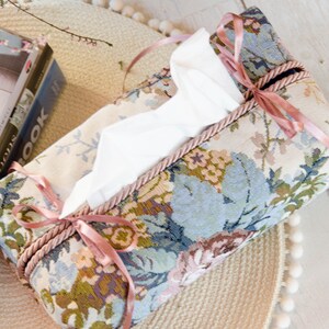 Romantic and Elegant Tissue Box Cover Made of Floral Tapestry Fabric ...