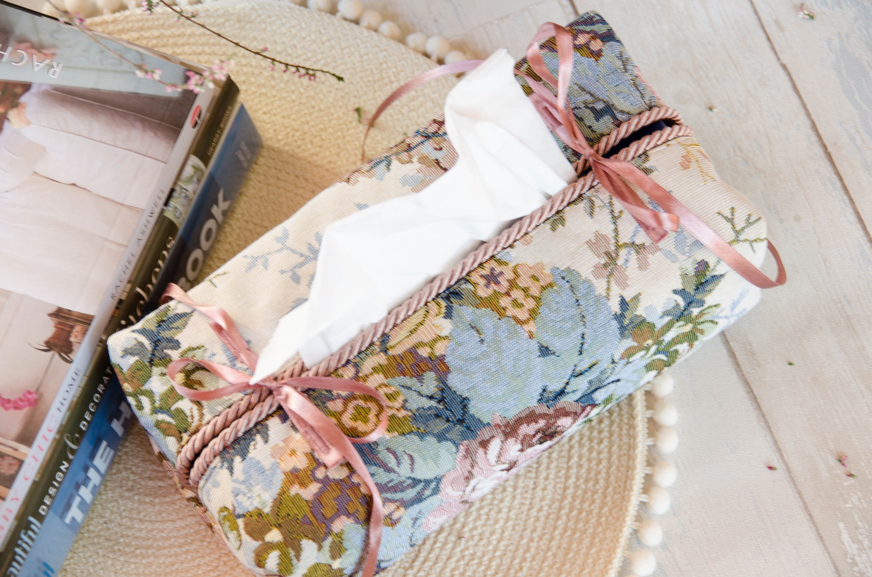 Romantic and Elegant Tissue Box Cover Made of Floral Tapestry | Etsy