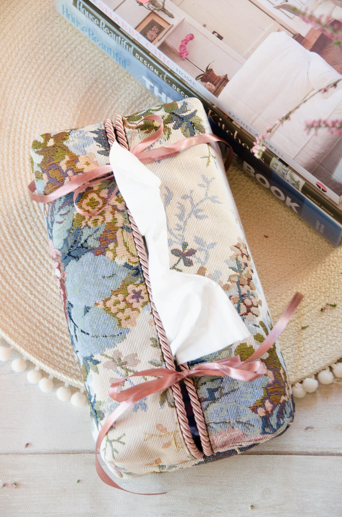 Romantic and Elegant Tissue Box Cover Made of Floral Tapestry | Etsy