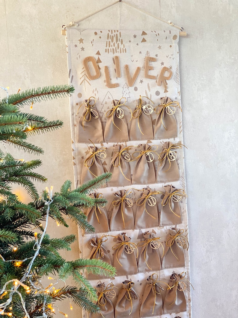 Reusable Advent Calendar Fabric Pocket Advent Calendar Gold - Etsy