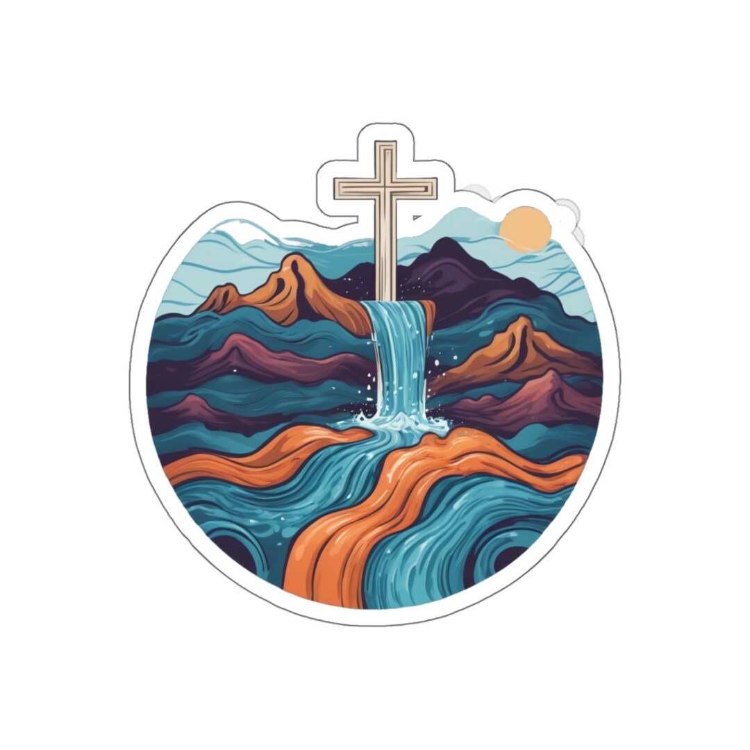 Living Water - Inspirational Christian Cross Waterfall Sticker ...