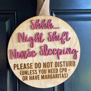 Nurse Sleeping Door Sign, Nurse Sign, Nurse Gift, Nurse Gift Ideas ...