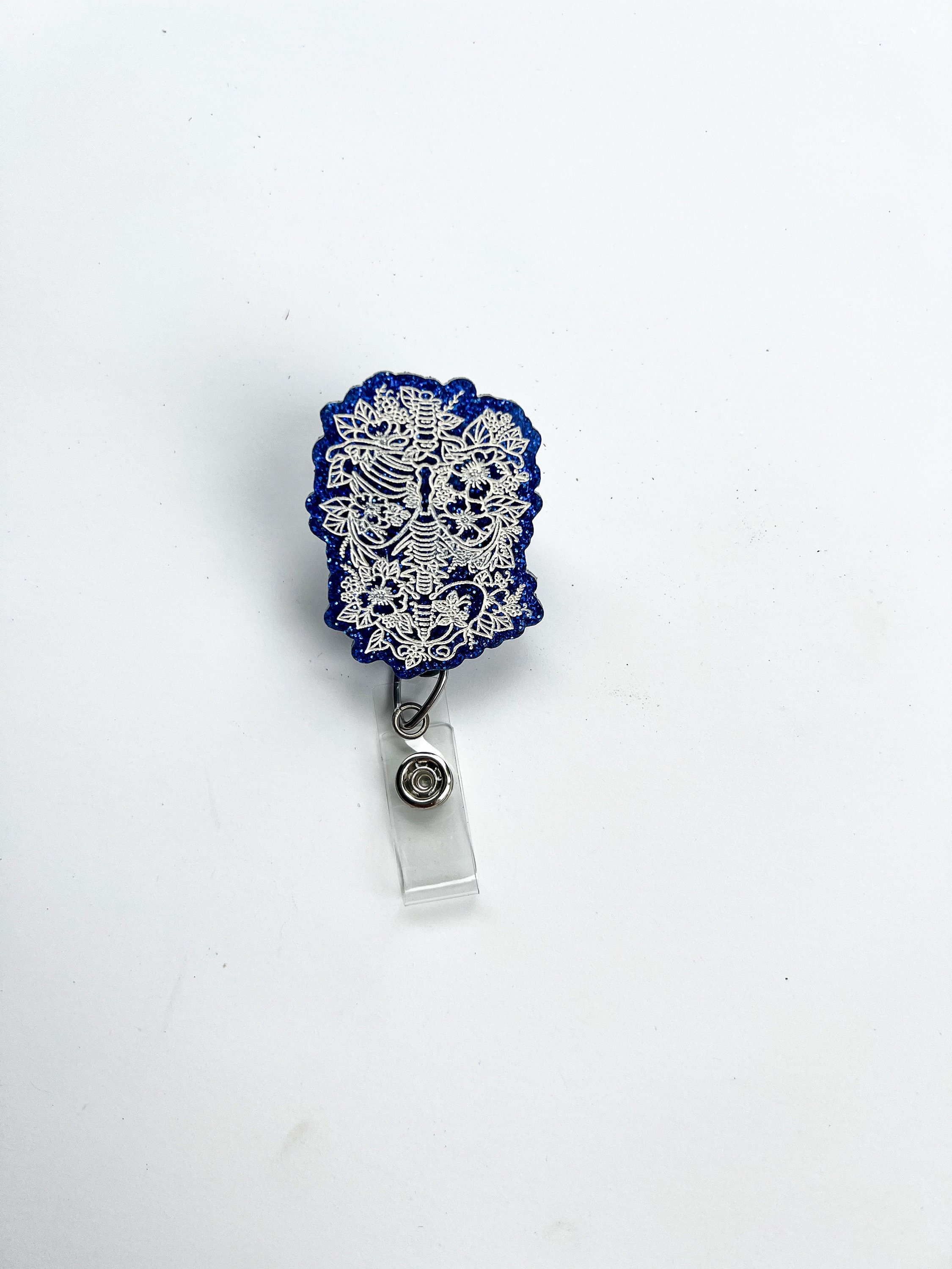 Floral Spine Badge Reel Anatomical Spine Badge Reel Nurse | Etsy