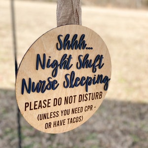 Nurse Sleeping Door Sign, Nurse Sign, Nurse Gift, Nurse Gift Ideas ...