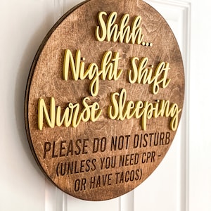 Nurse Sleeping Door Sign, Nurse Sign, Nurse Gift, Nurse Gift Ideas ...