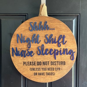 Nurse Sleeping Door Sign Nurse Sign Nurse Gift Nurse Gift | Etsy
