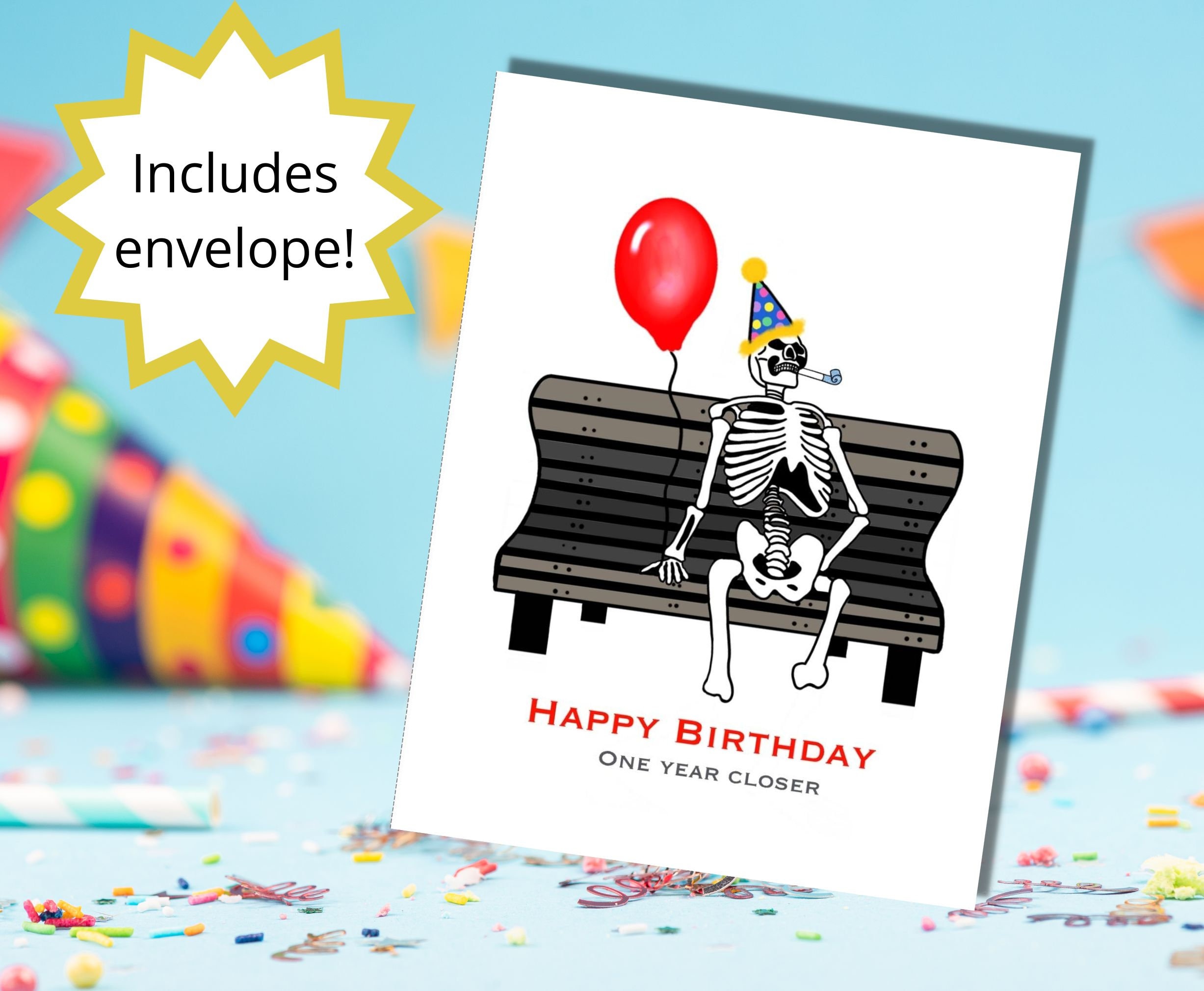 Funny Skeleton Birthday Emo Goth Morbid Dark Humor Card - Etsy