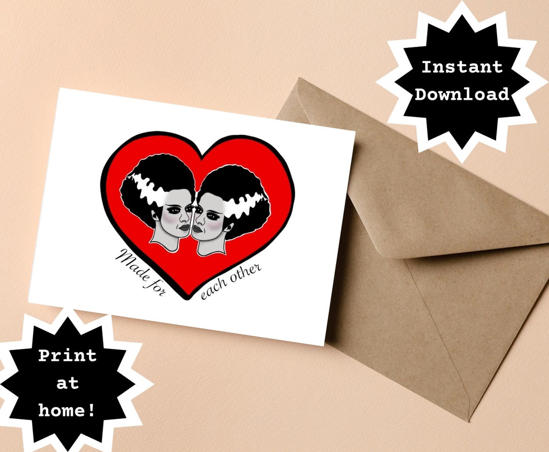 INSTANT DOWNLOAD! Print at Home! Bride of Frankenstein Monster LGBTQ ...