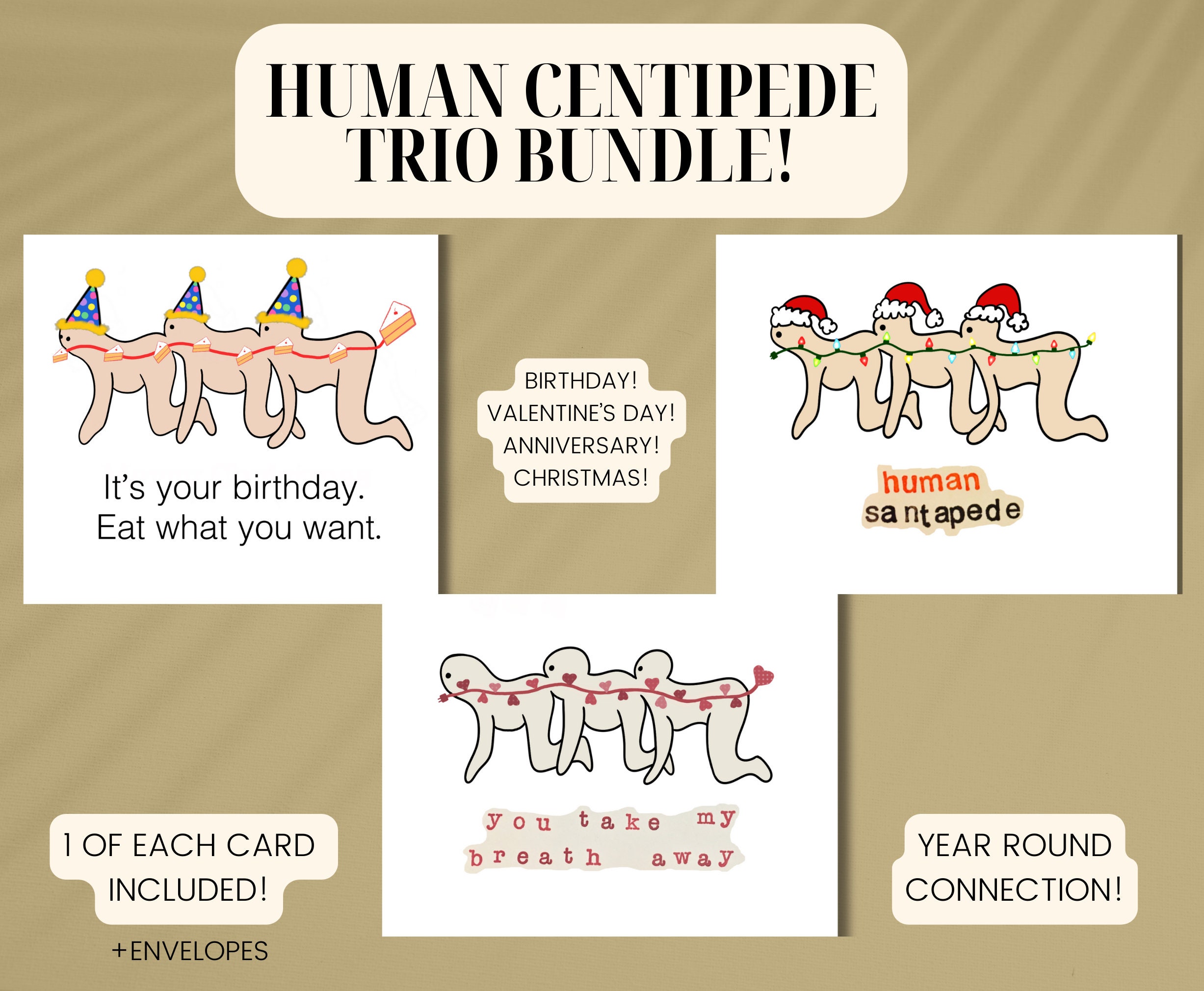 Human Centipede Santapede Funny Birthday Valentine Anniversary ...
