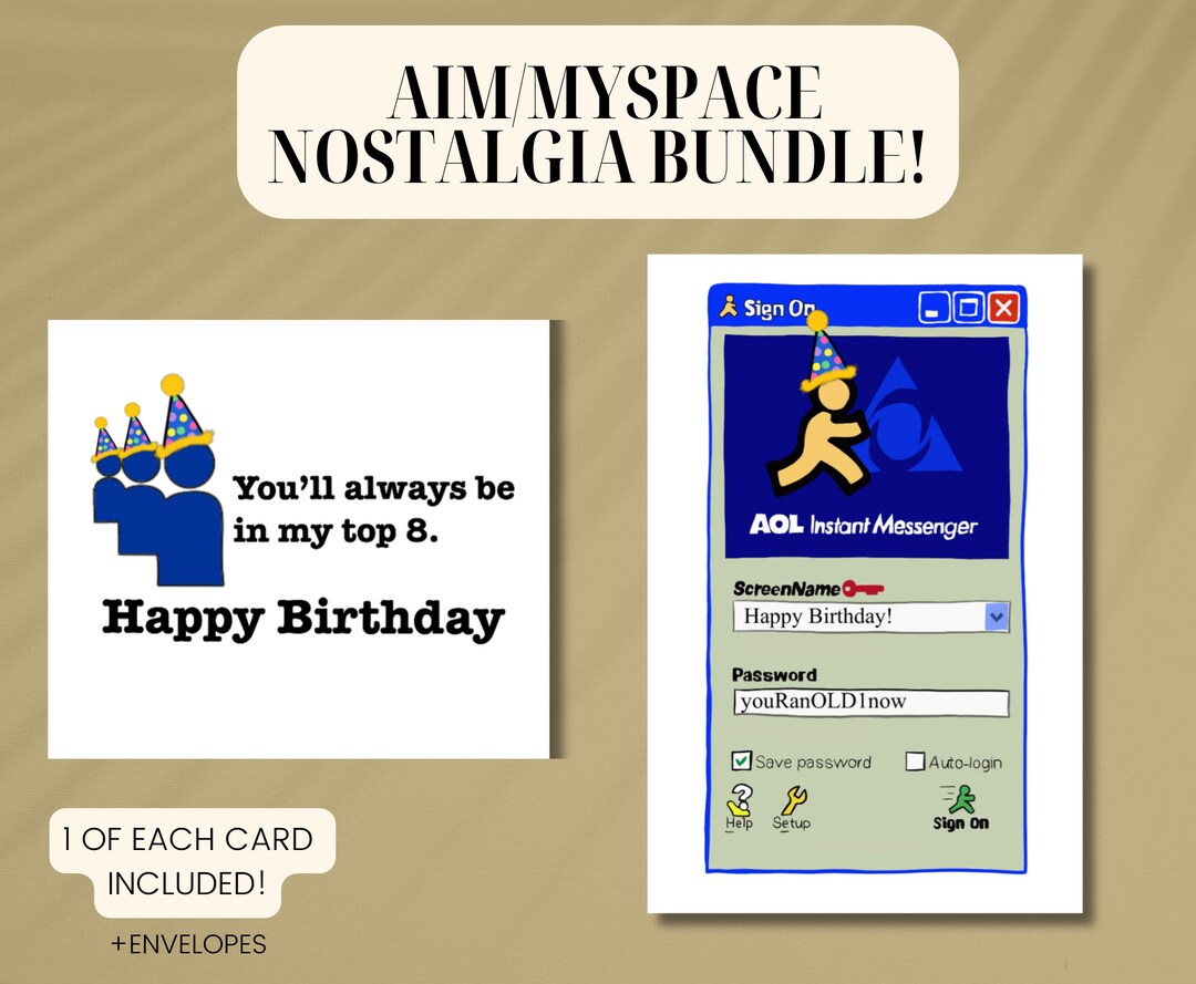 Aim/myspace Nostalgia Top 8 Funny Birthday Card Bundle - Etsy