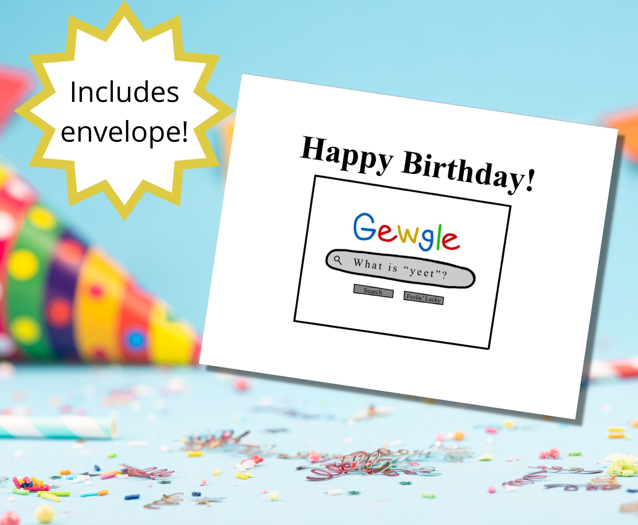 Funny Birthday Card Google Search Engine "what is 'yeet'?" Millennial ...