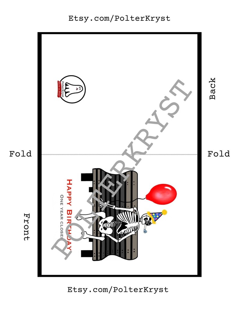 INSTANT DOWNLOAD Print at Home Funny Skeleton Morbid Humor Birthday ...