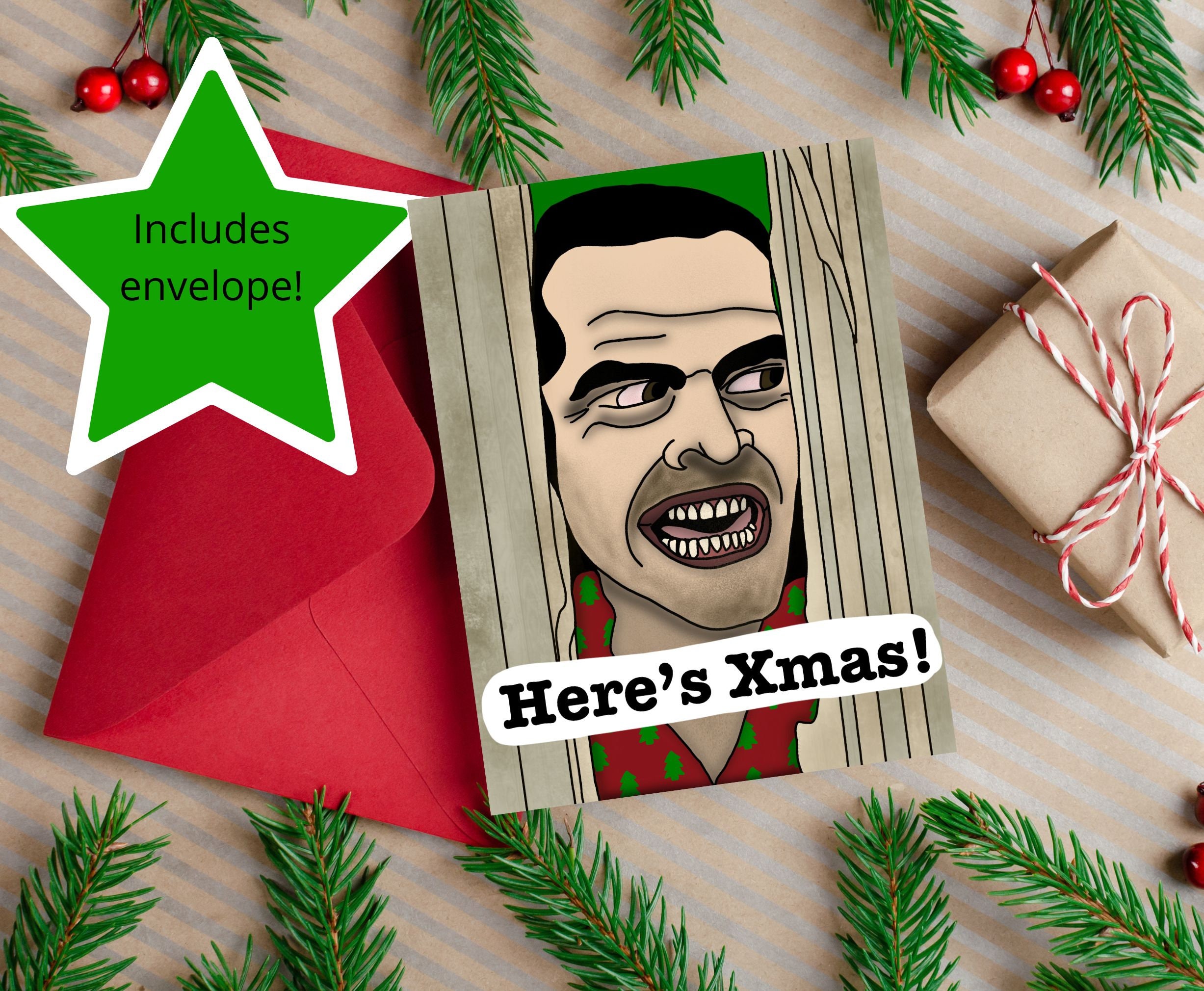 Jack Nicholson the Shining Here’s Johnny Scene Horror Christmas Holiday ...